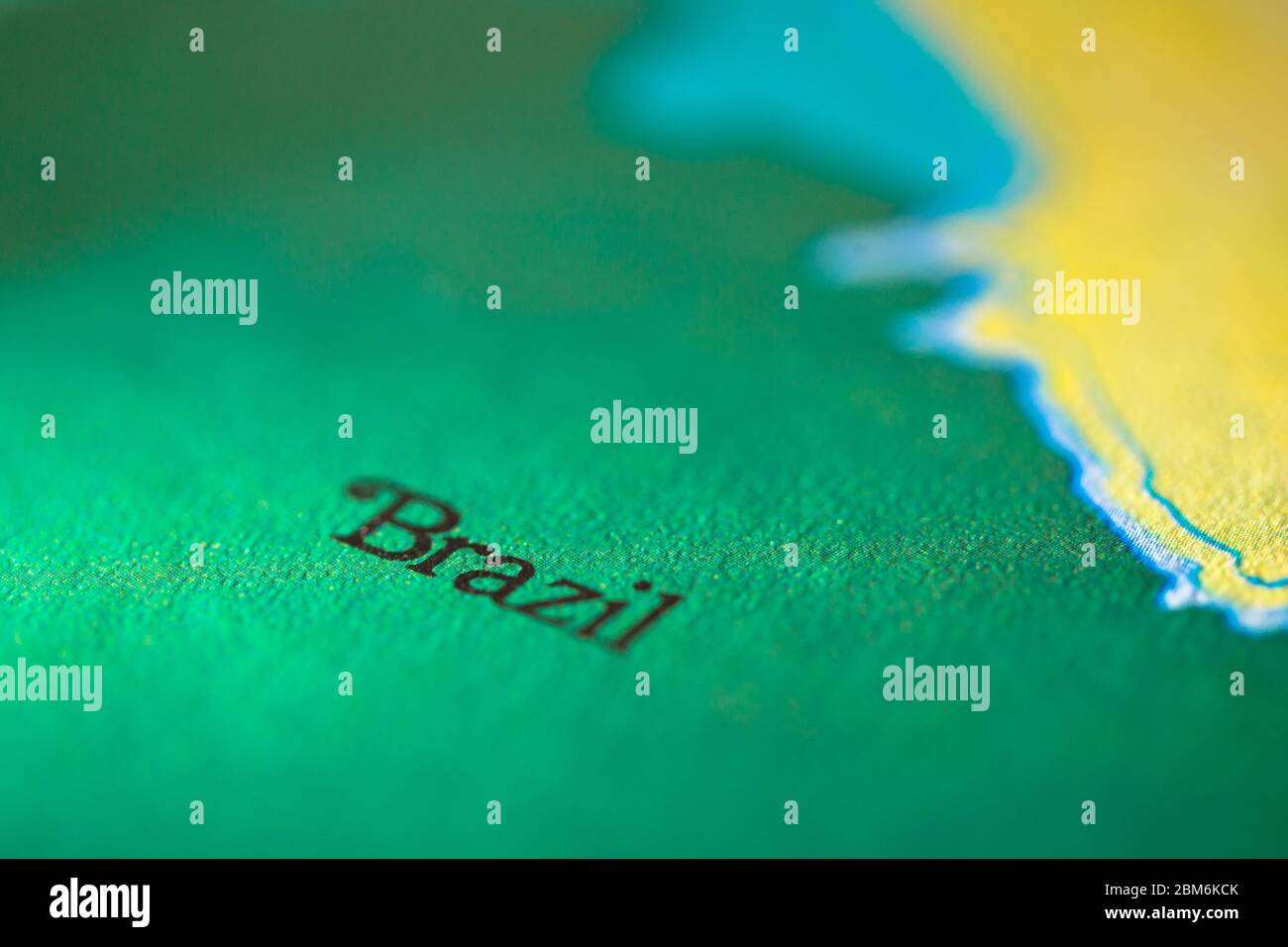 Shallow depth of field focus on geographical map location of country ...