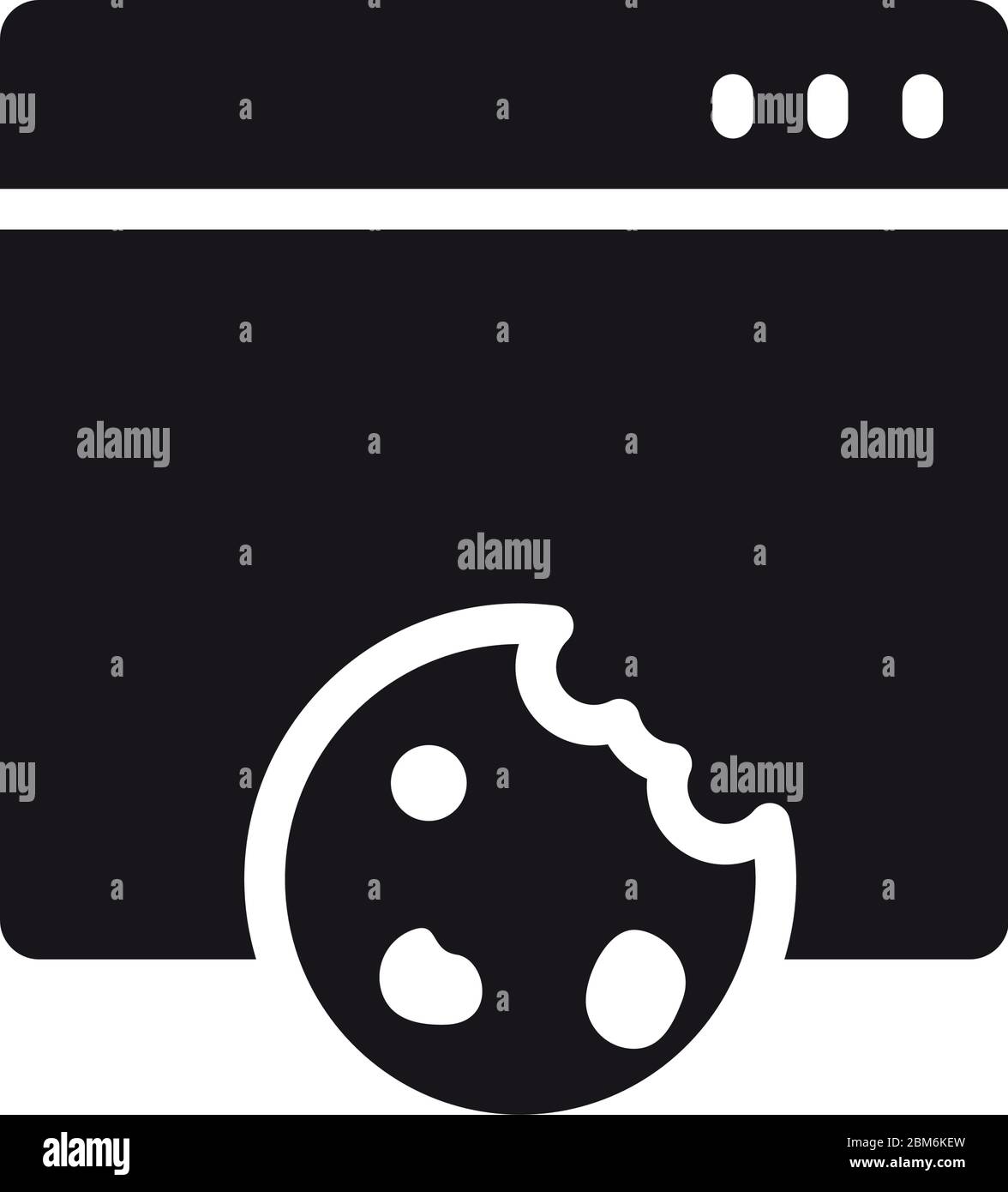 cyber security concept, cookies web page icon over white background ...