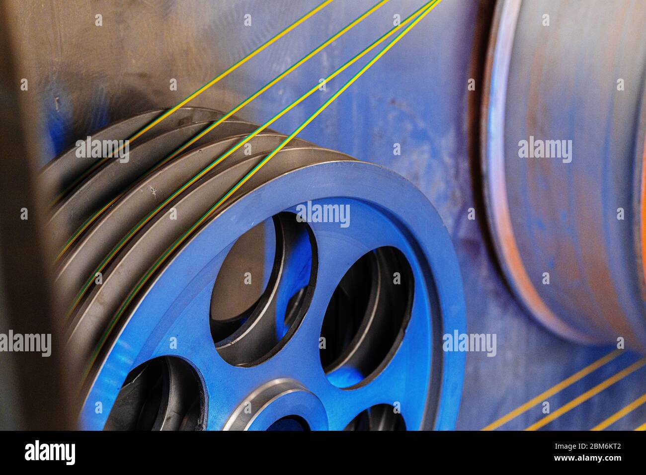 Close up of cable wire production in cable factory Stock Photo - Alamy