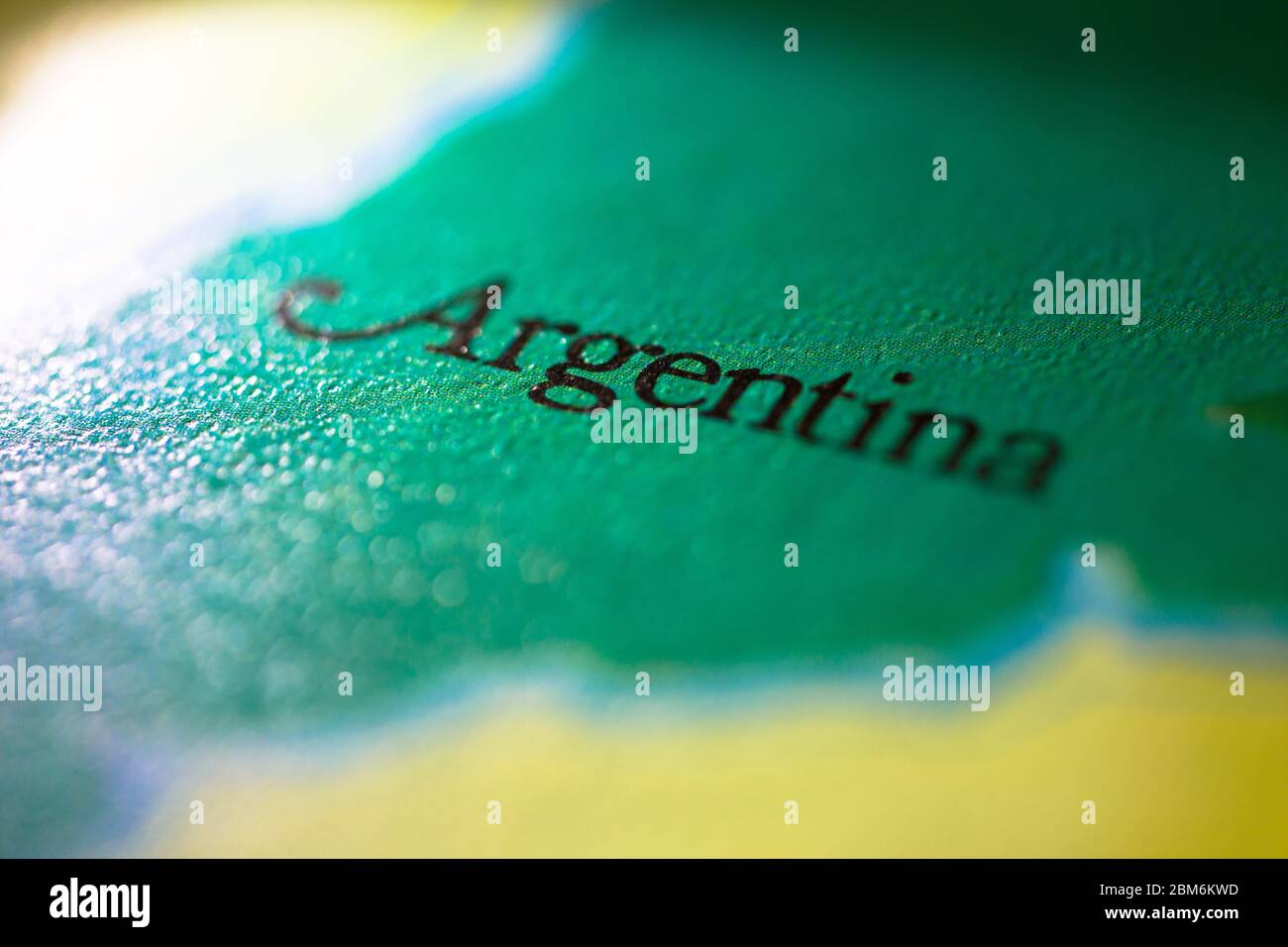 Shallow depth of field focus on geographical map location of country ...