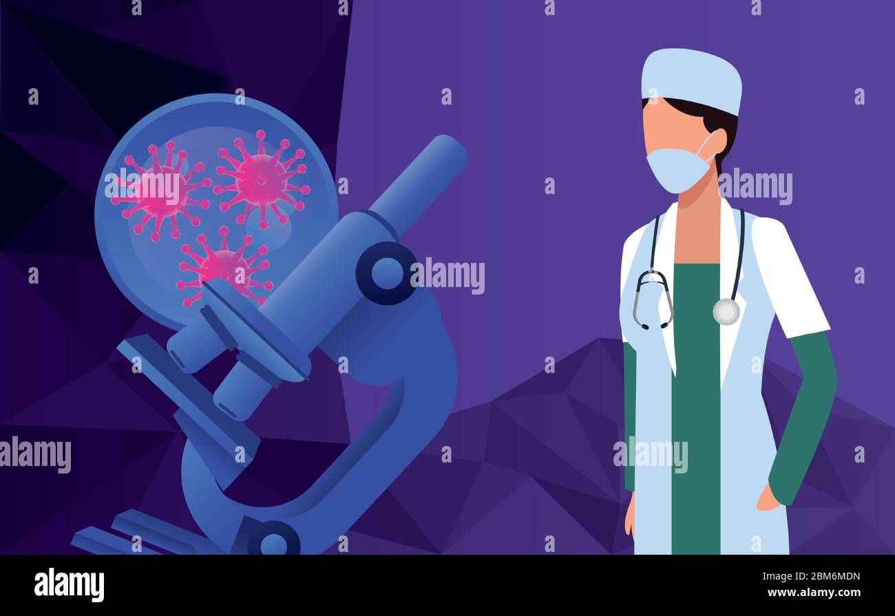 female doctor with laboratory equipment character Stock Vector Image ...