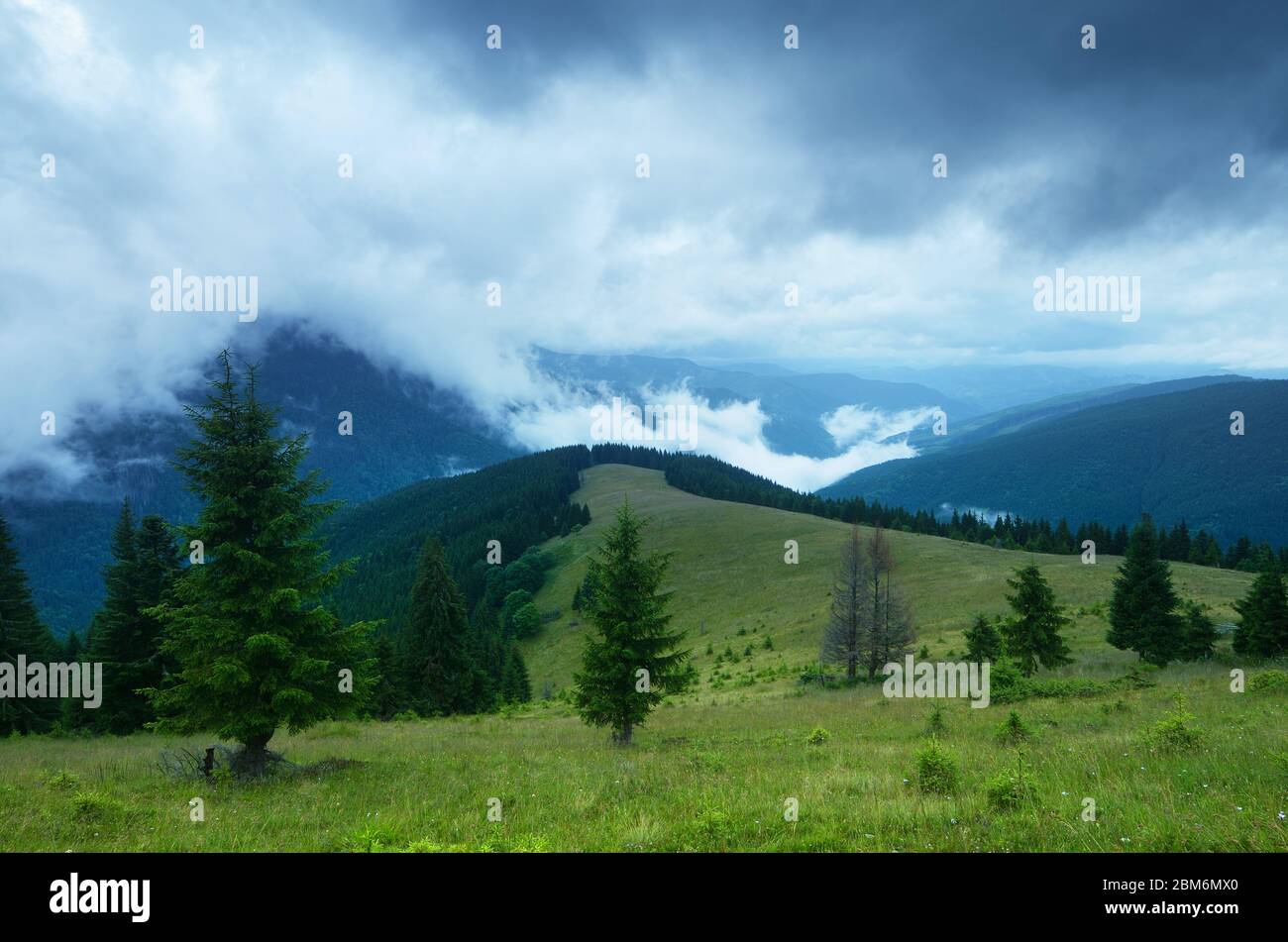 Summer landscape. Bad weather in the mountains Stock Photo - Alamy