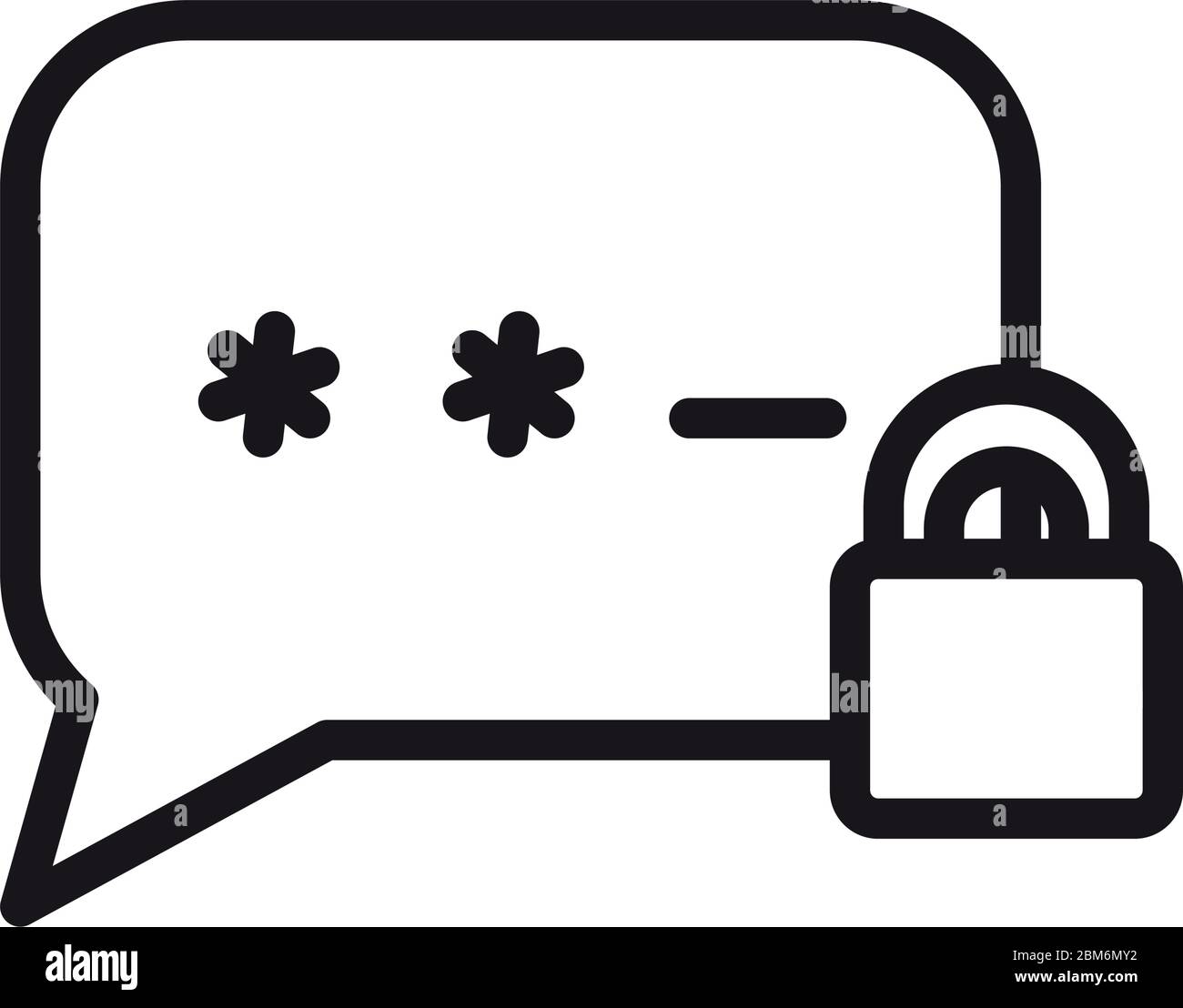 cyber security concept, speech bubble with padlock icon over white ...