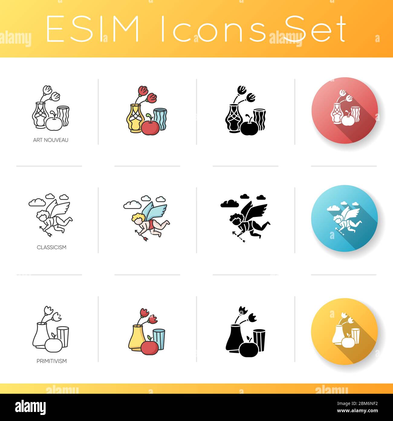 Art styles icons set Stock Vector Image & Art - Alamy