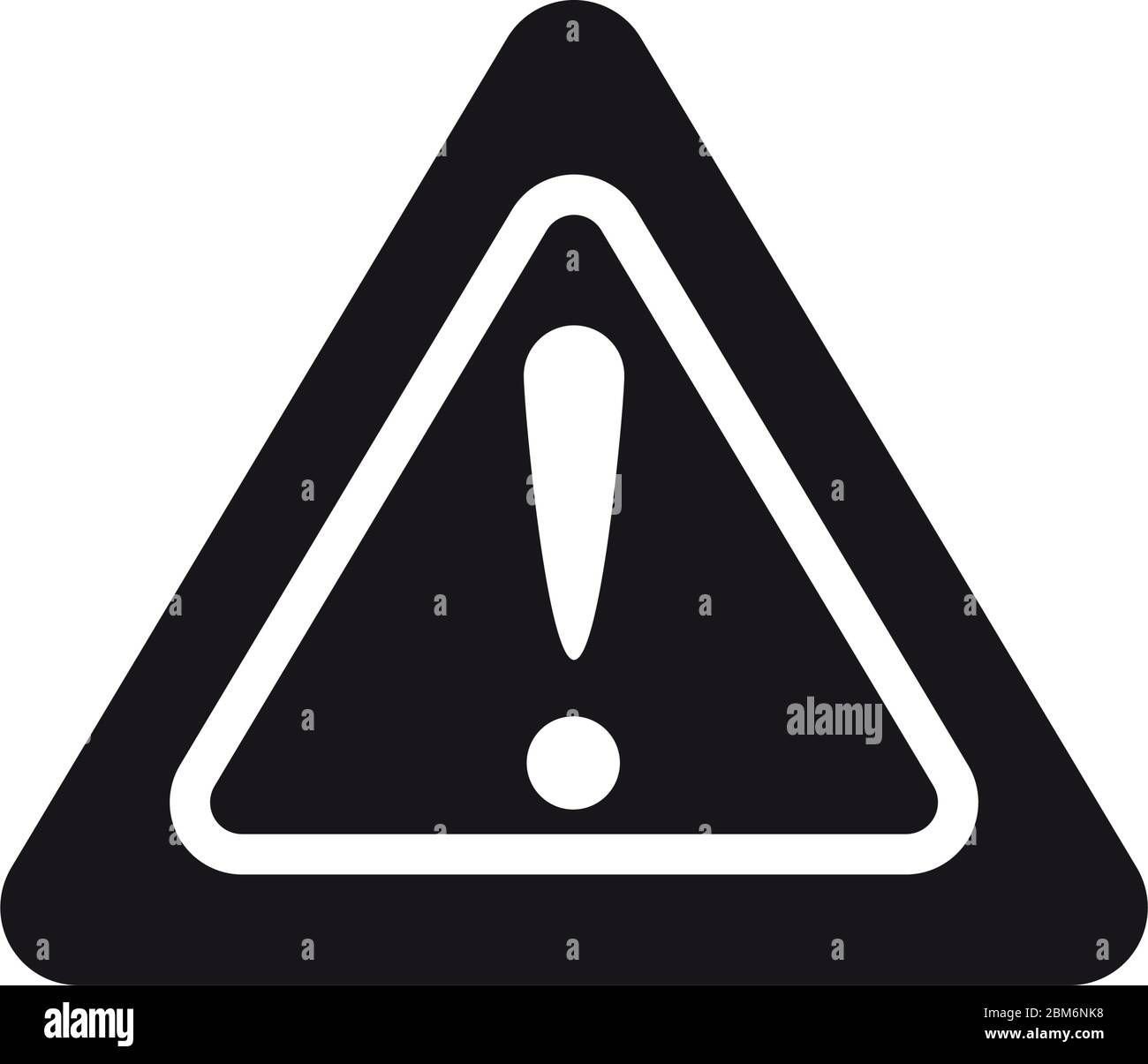warning sign icon over white background, silhouette style, vector ...