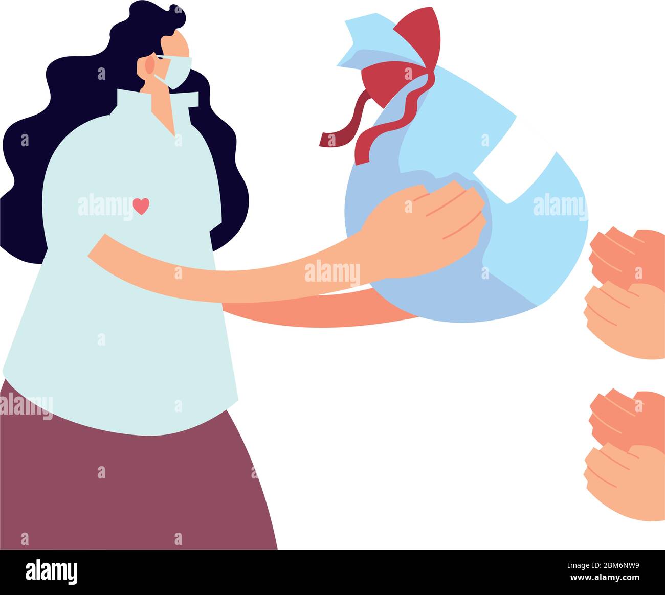 delivery woman delivering order to customer vector illustration design ...