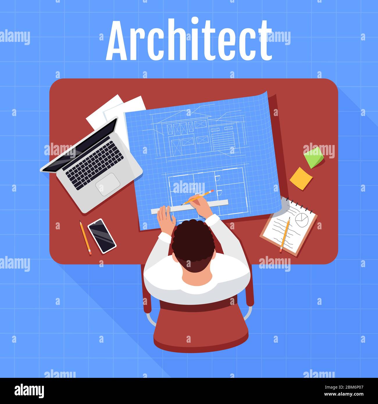 Architecture office desk top Stock Vector Images - Alamy