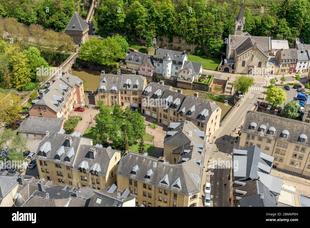 View of the district of Pfaffenthal from the Scenic Lift in Luxembourg ...