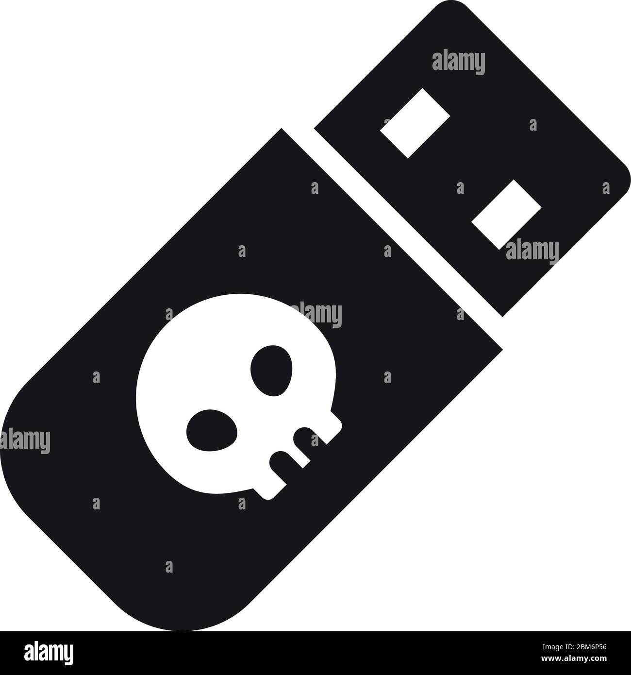 cyber security concept, malware infected usb over white background ...