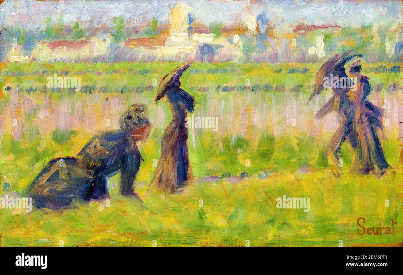 Georges Seurat, Figures in a Landscape, painting, circa 1883 Stock ...