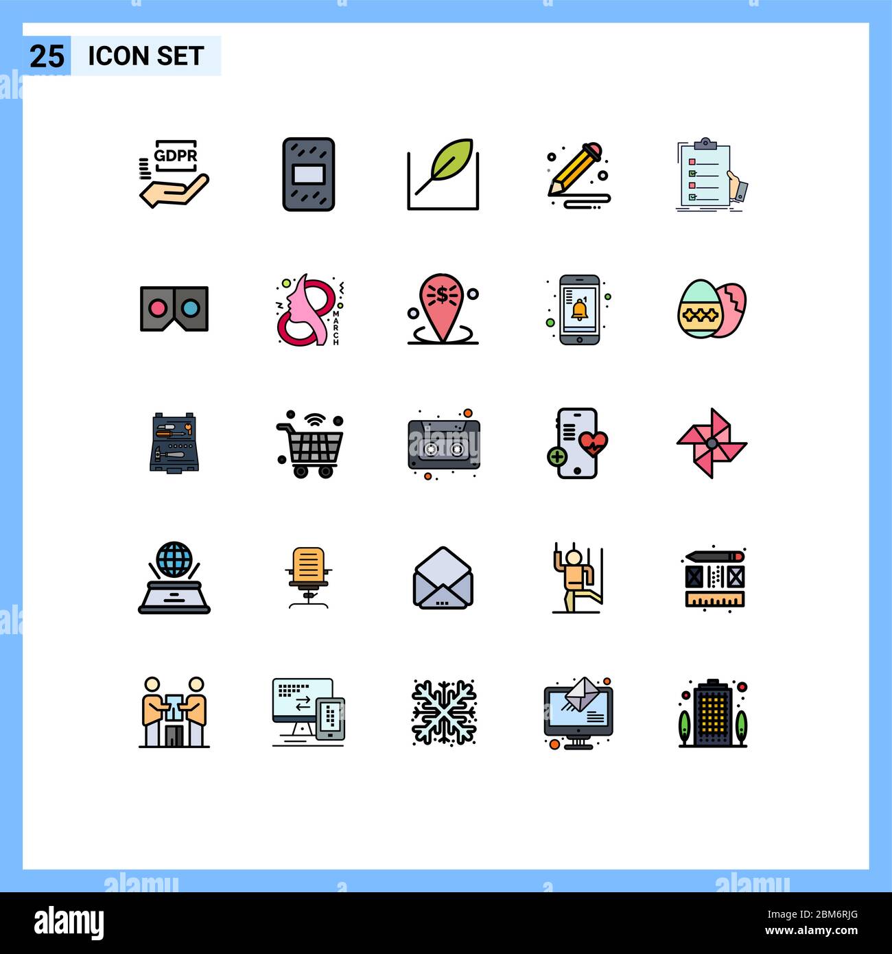 Set of 25 Modern UI Icons Symbols Signs for list, check, green ...