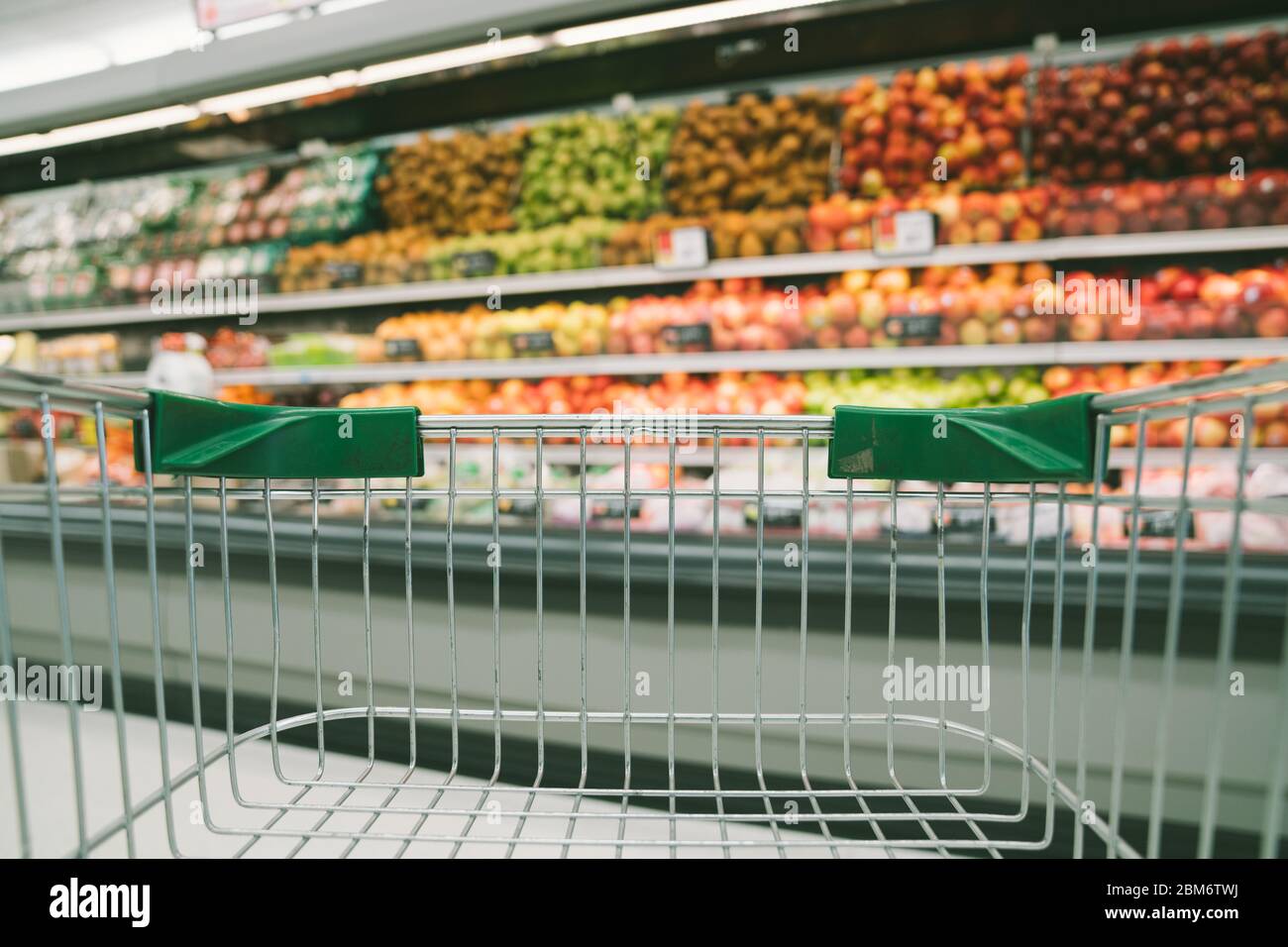 Camera angle from inside of the trolley in supermarket Stock Photo - Alamy