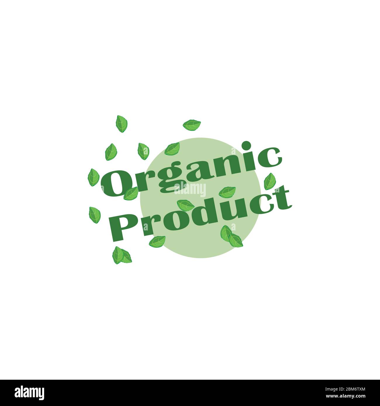 Stylish vector sticker natural and organic product with mint leaves ...