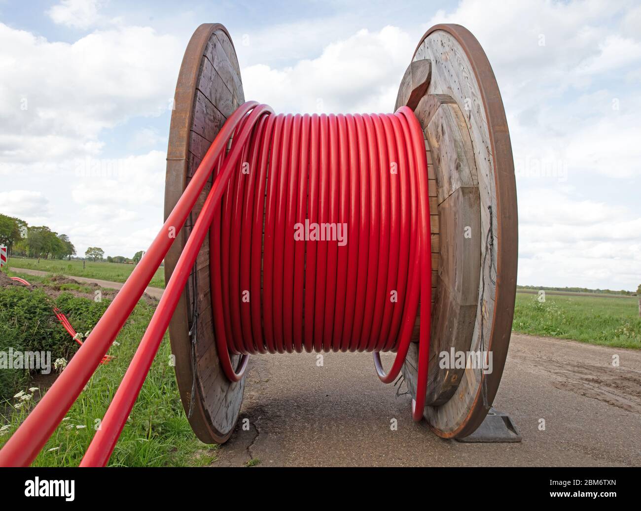 Huge roll of cable for underground cable installation, the Netherlands ...