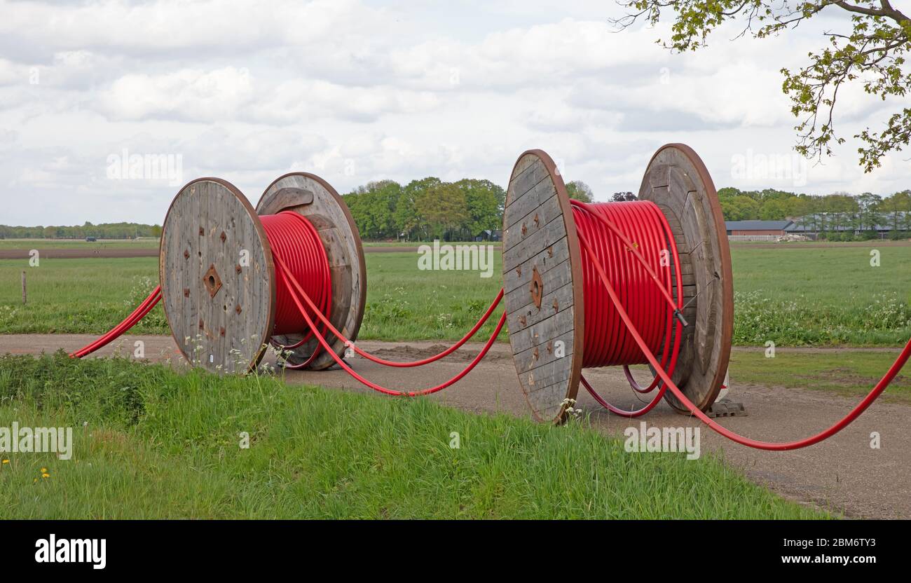 Huge roll of cable for underground cable installation, the Netherlands ...