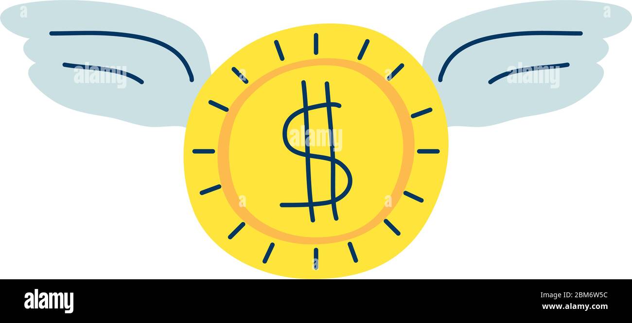 coin money dollar with wings flying Stock Vector Image & Art - Alamy