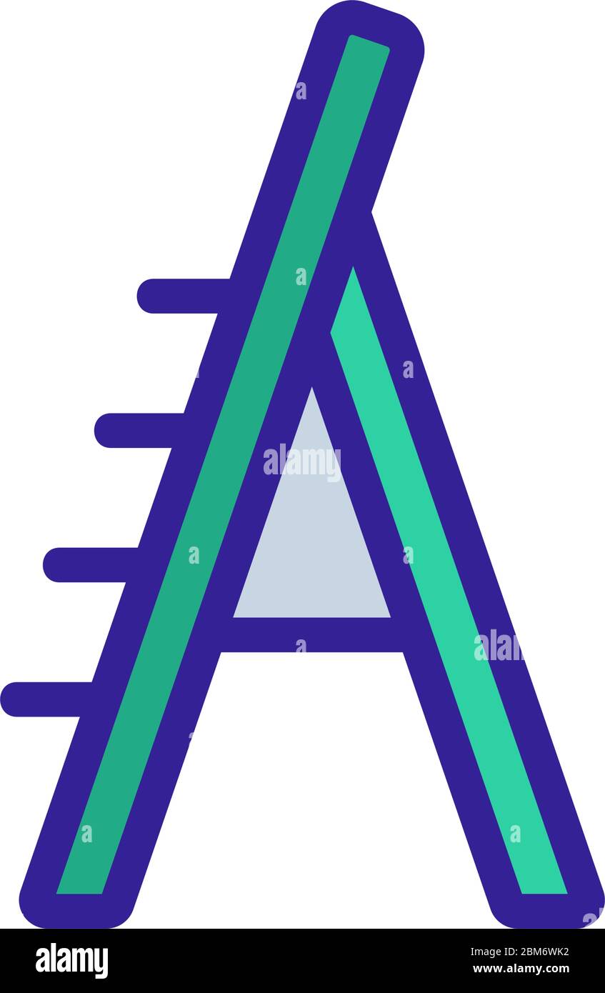 one-sided staircase with support side view icon vector outline ...