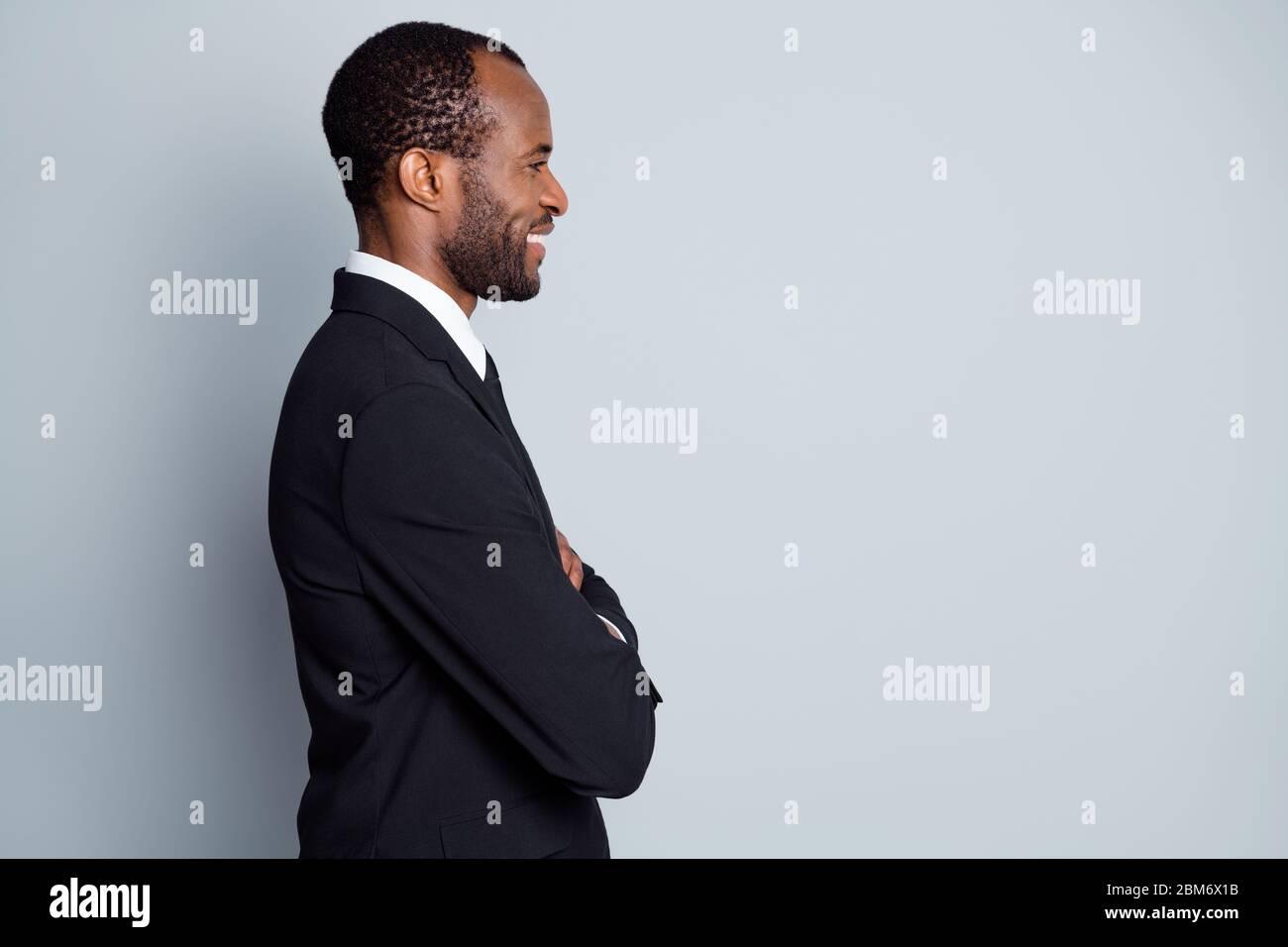 Profile side view portrait of his he nice attractive imposing classy ...