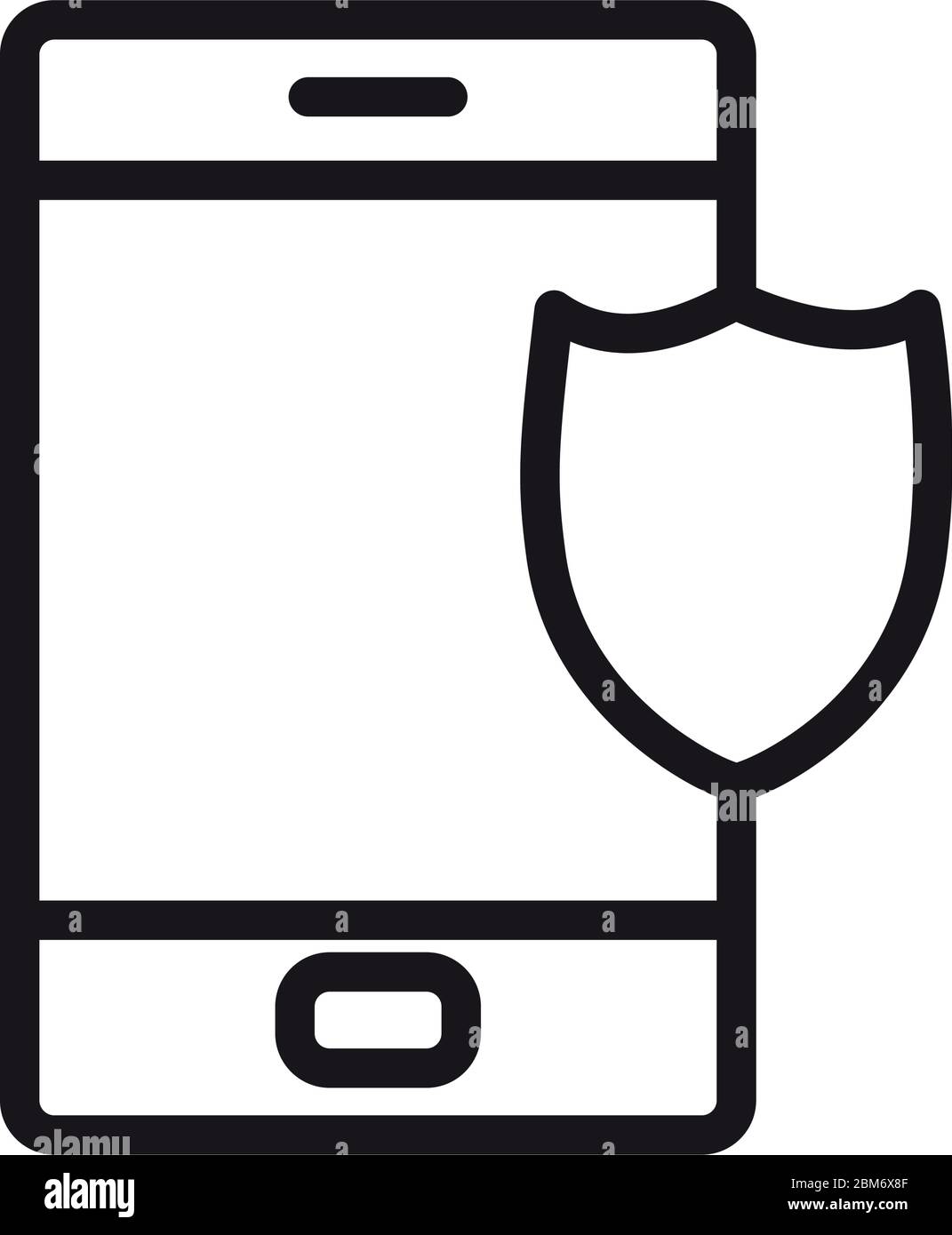 cyber security concept, smartphone with security shield icon over white ...