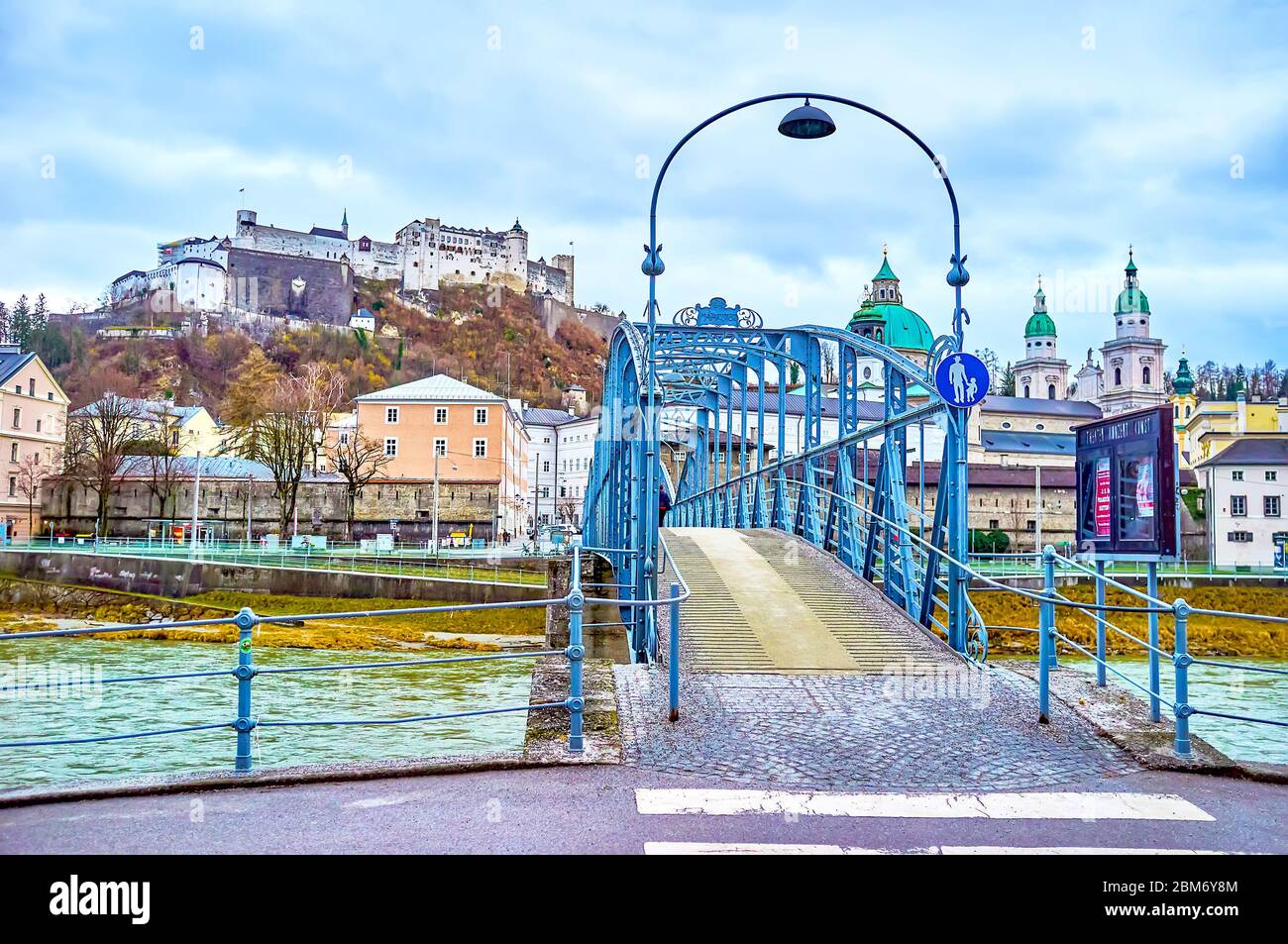 SALZBURG, AUSTRIA - MARCH 1, 2019: The scenic Mozartsteg footbridge is ...
