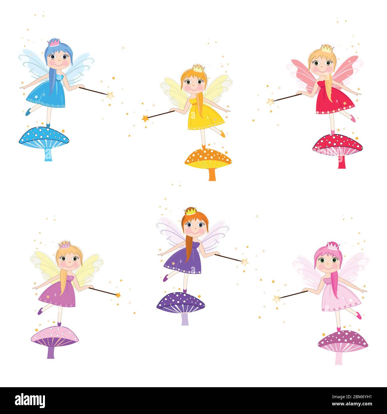 Beautiful cute fairy set design element. Beautiful dresses with blue ...