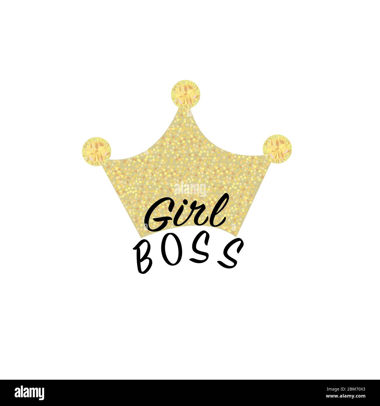 ''Girl Boss'' vector calligraphy hand brush letters. Gold shining crown ...