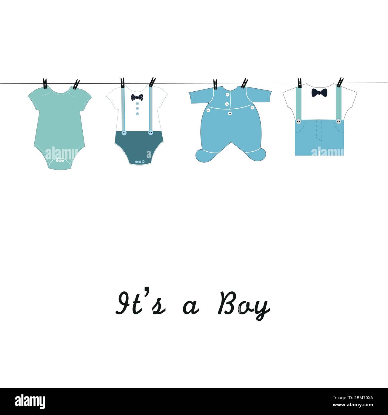 It's a boy. Welcome, baby arrival greetingcard with body suits vector ...