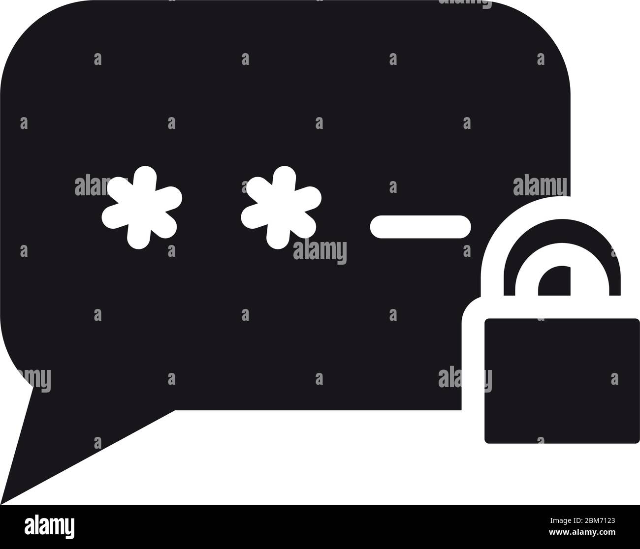cyber security concept, speech bubble with padlock icon over white ...