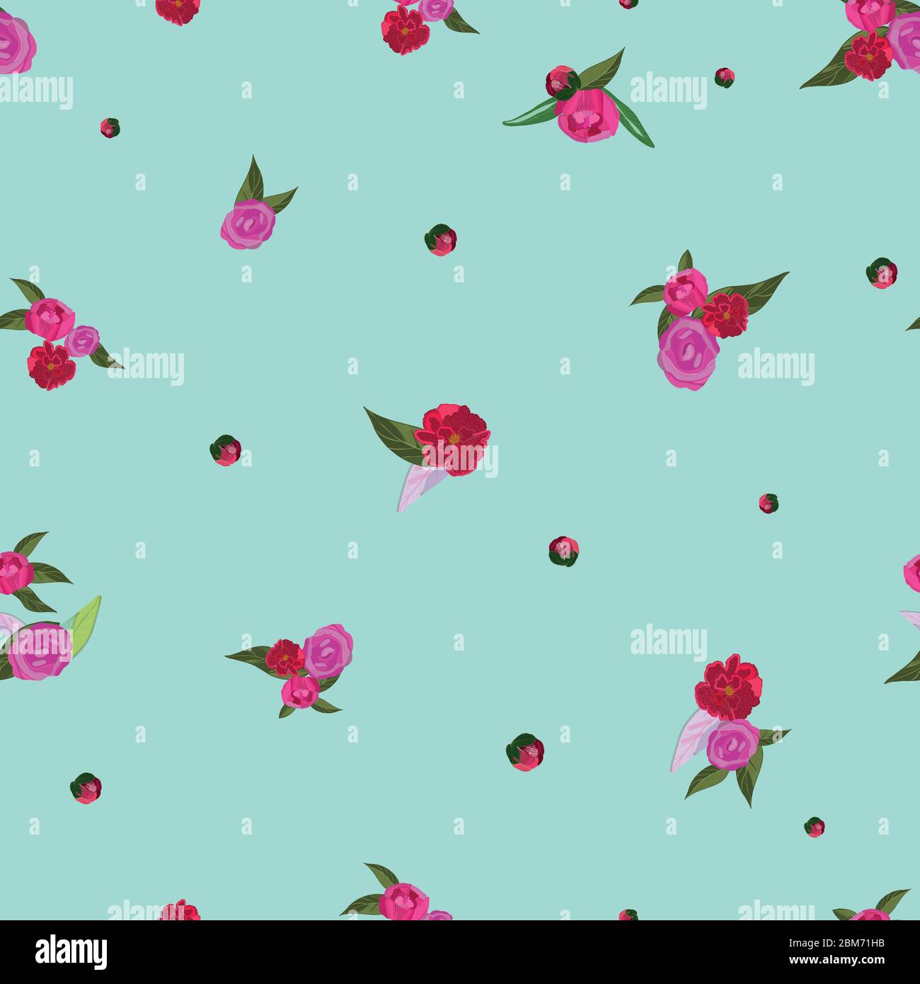 Seamless ditsy floral hand drawn roses pattern for textile fabric ...