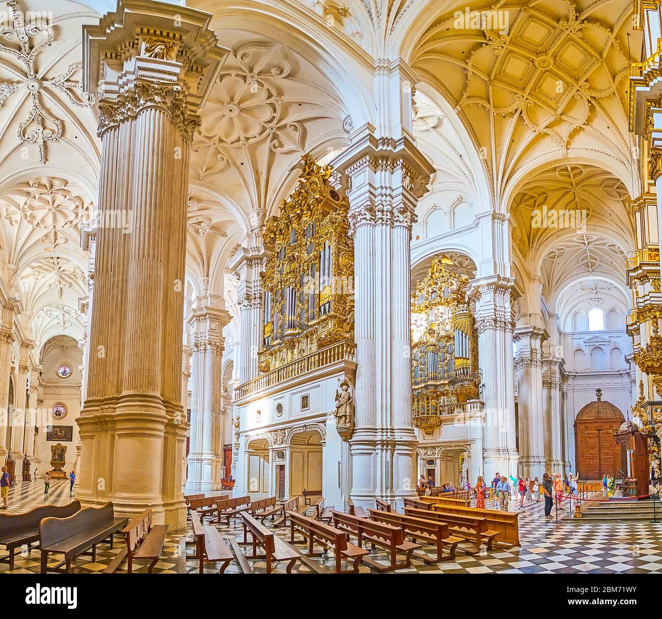Columns And Ceiling Of The Granada Cathedral High Resolution Stock ...