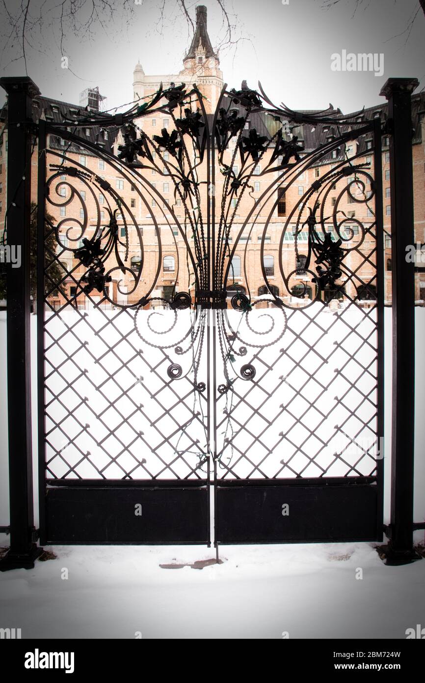 Ornate Gate in Winter Stock Photo - Alamy