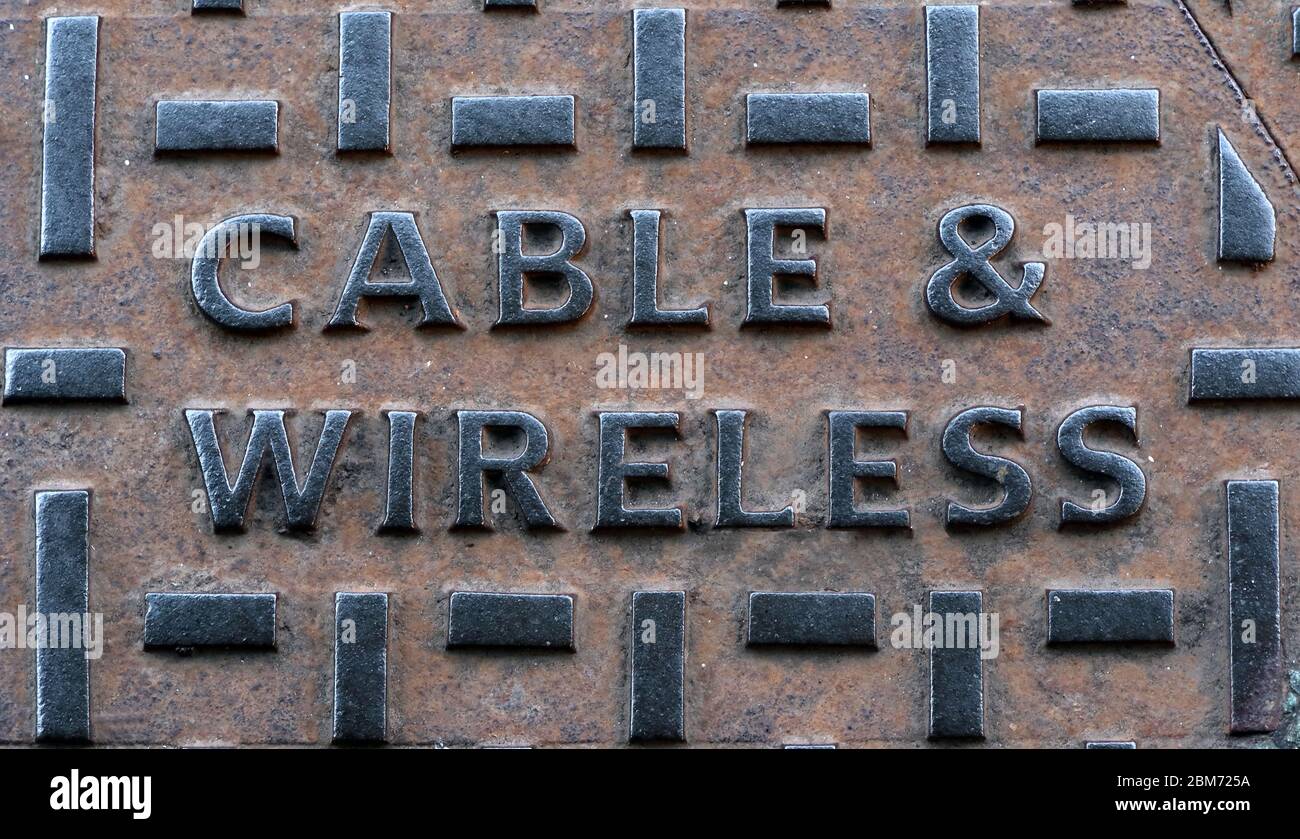 Cable & wireless grid in the road Stockton Heath, Warrington, Cheshire ...