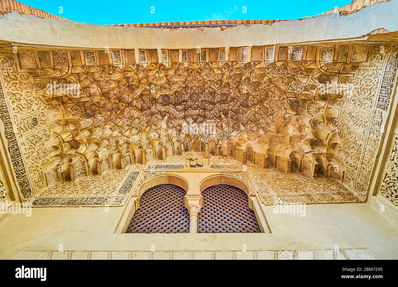 GRANADA, SPAIN - SEPTEMBER 25, 2019: The fine painted Islamic pattern ...