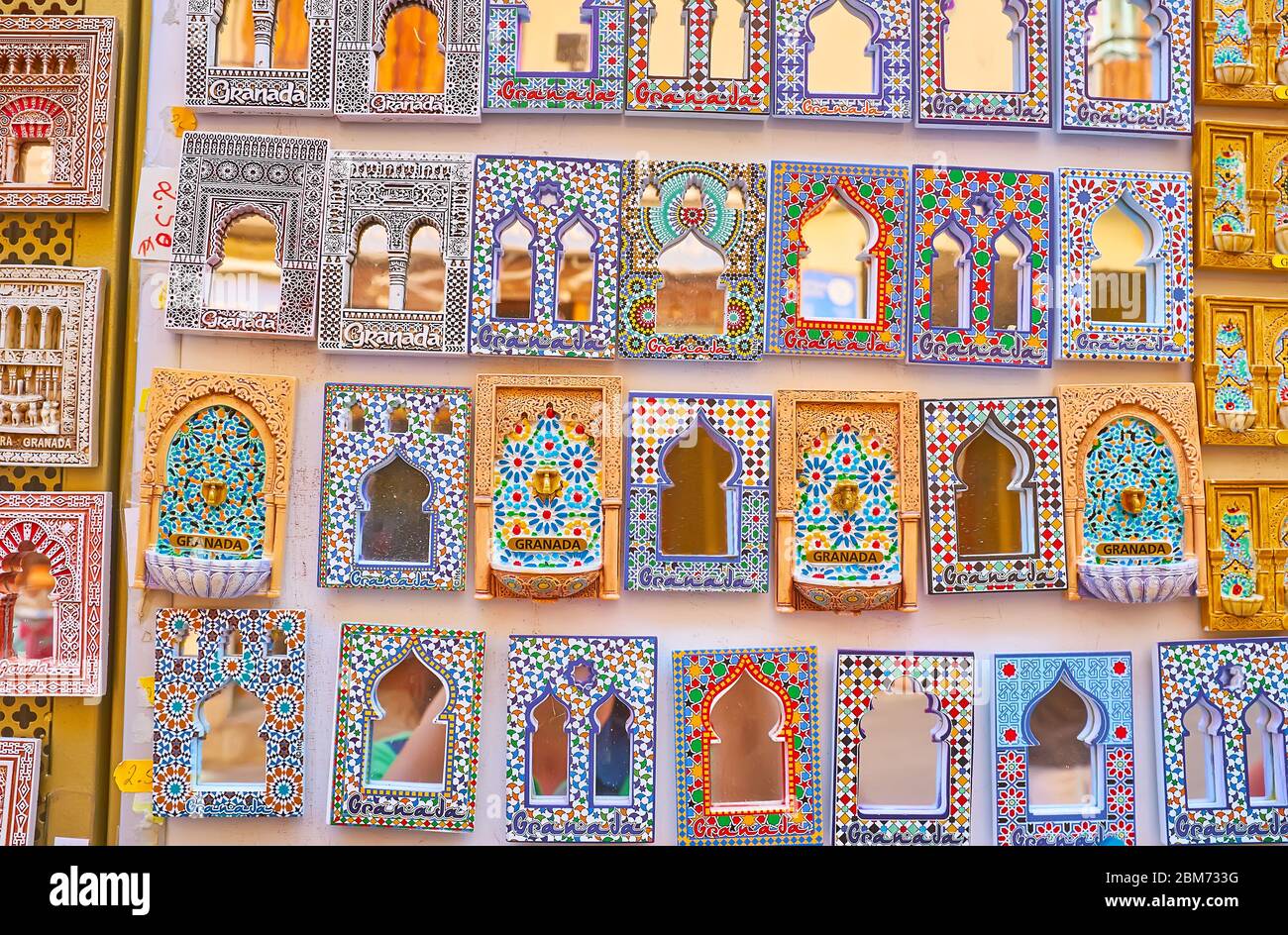 The stand in store with Arabic style magnets, shaped as windows and ...