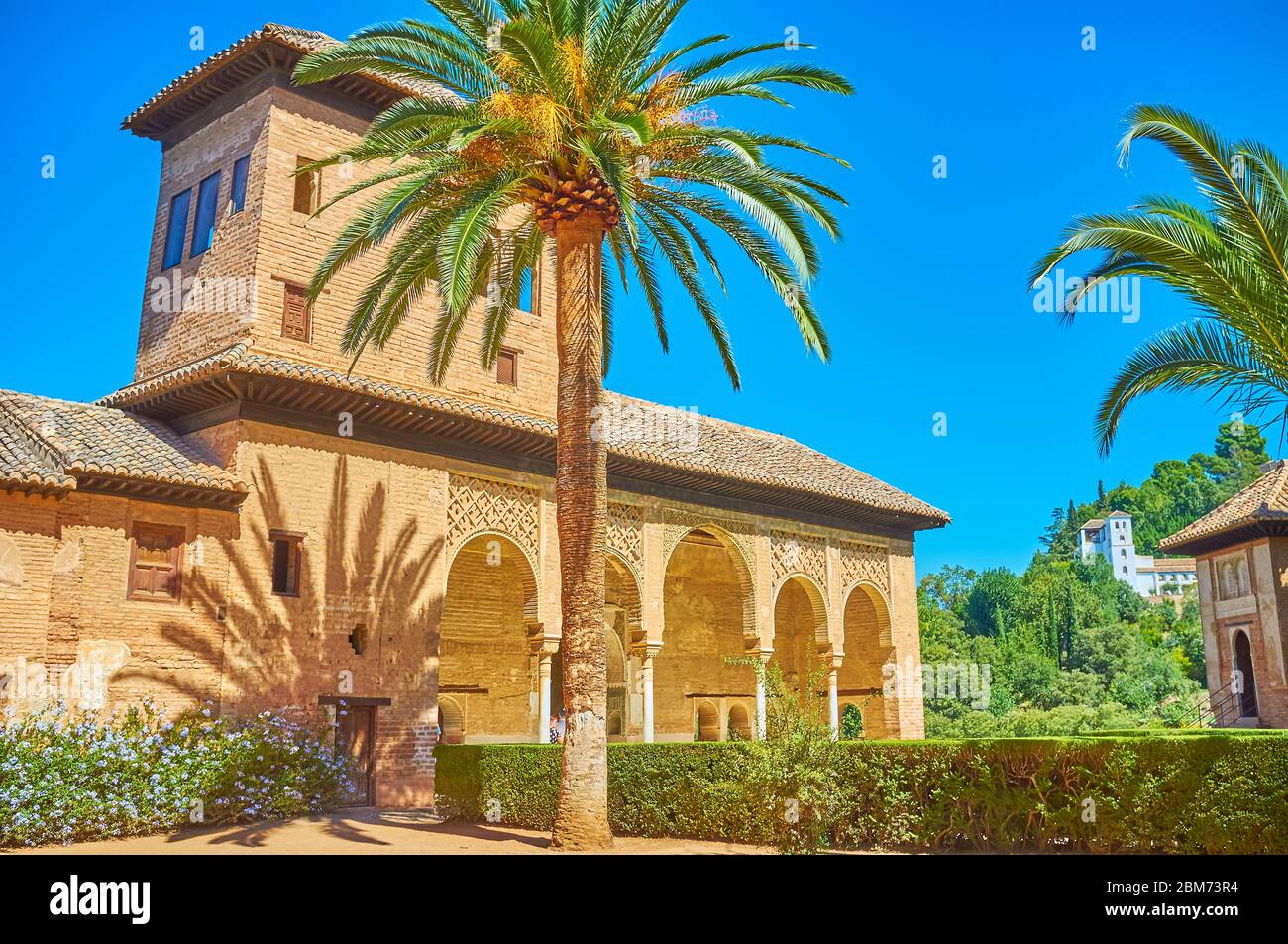 The picturesque Partal palace portico with ornate sebka decorations ...