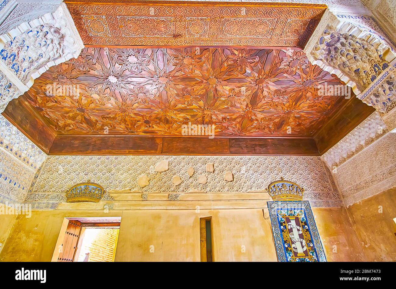 GRANADA, SPAIN - SEPTEMBER 25, 2019: Mexuar hall of Nasrid Palace of ...