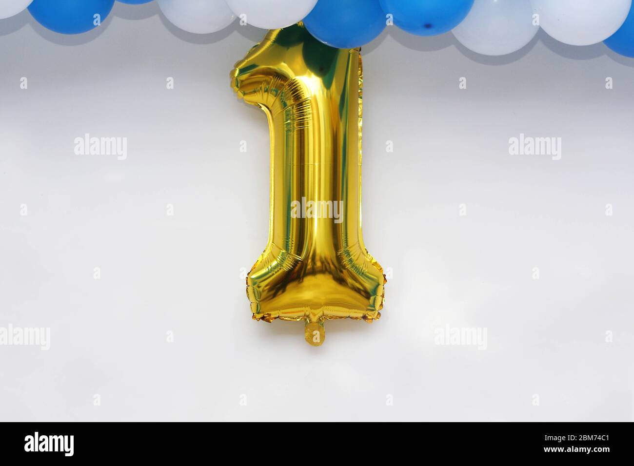First birthday, anniversary decoration on white wall - Number 1 in ...