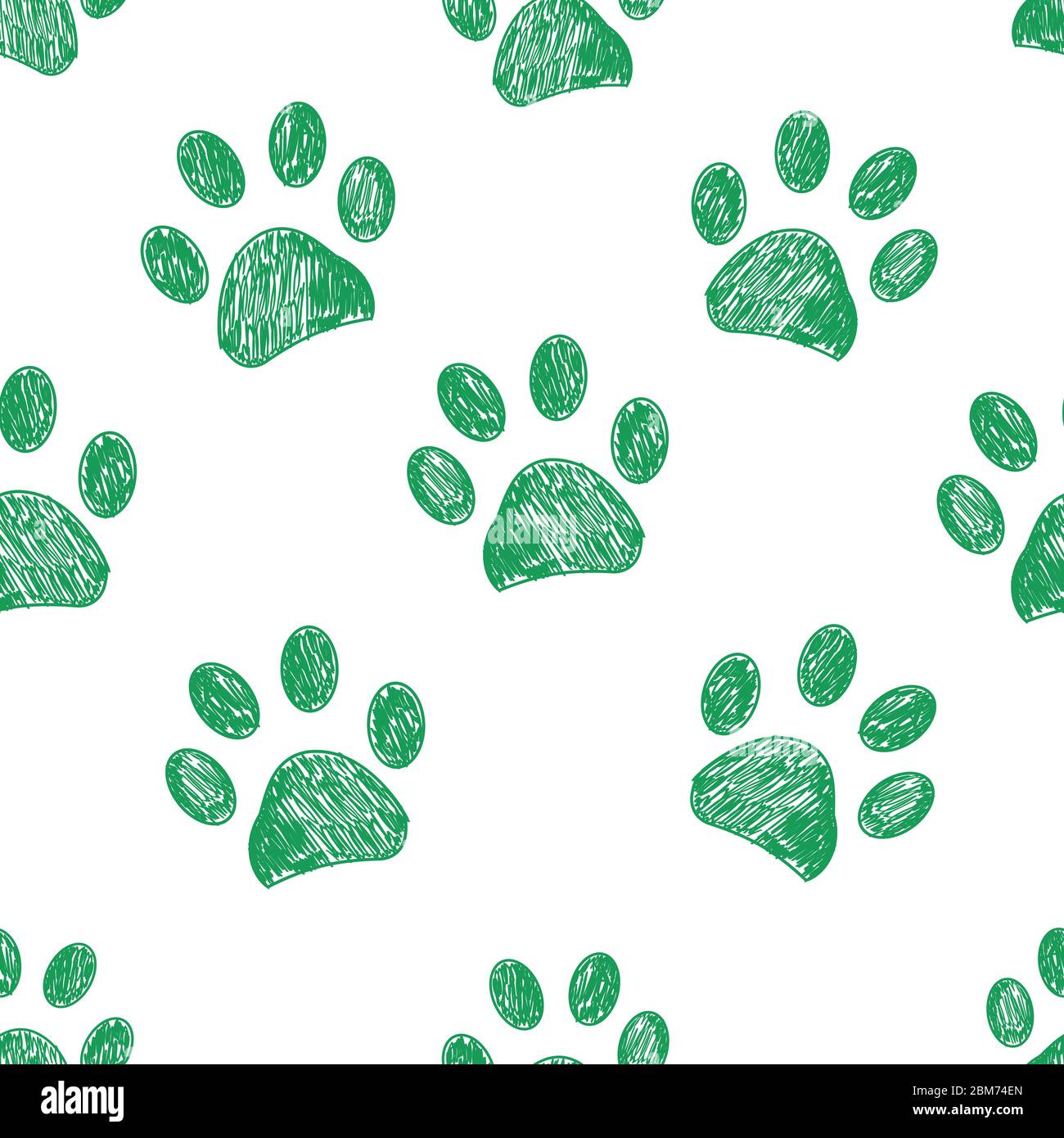 Seamless pattern for textile design. Green colored paw print pattern ...