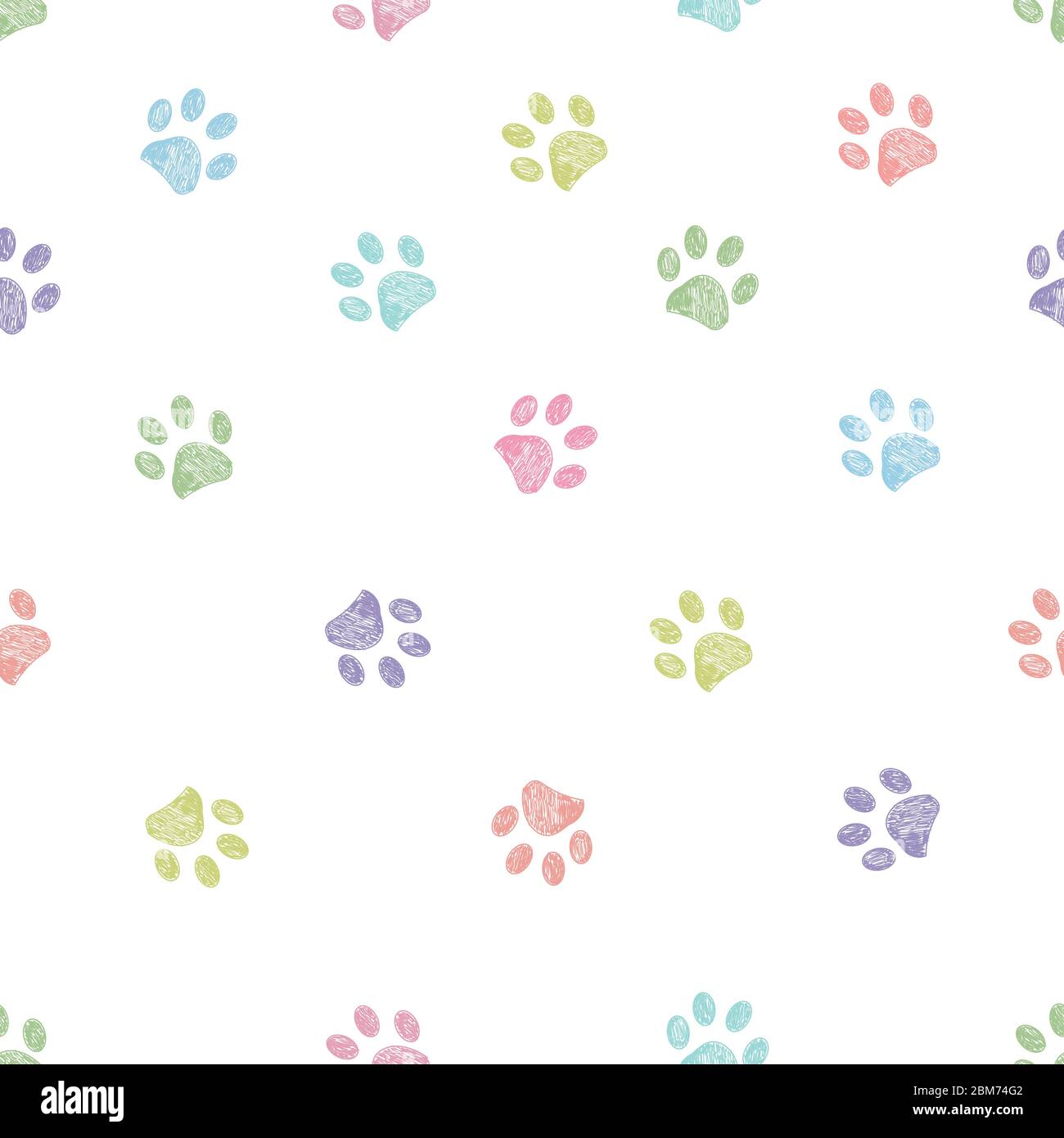 Pastel colored doodle paw prints seamless pattern Stock Vector Image ...