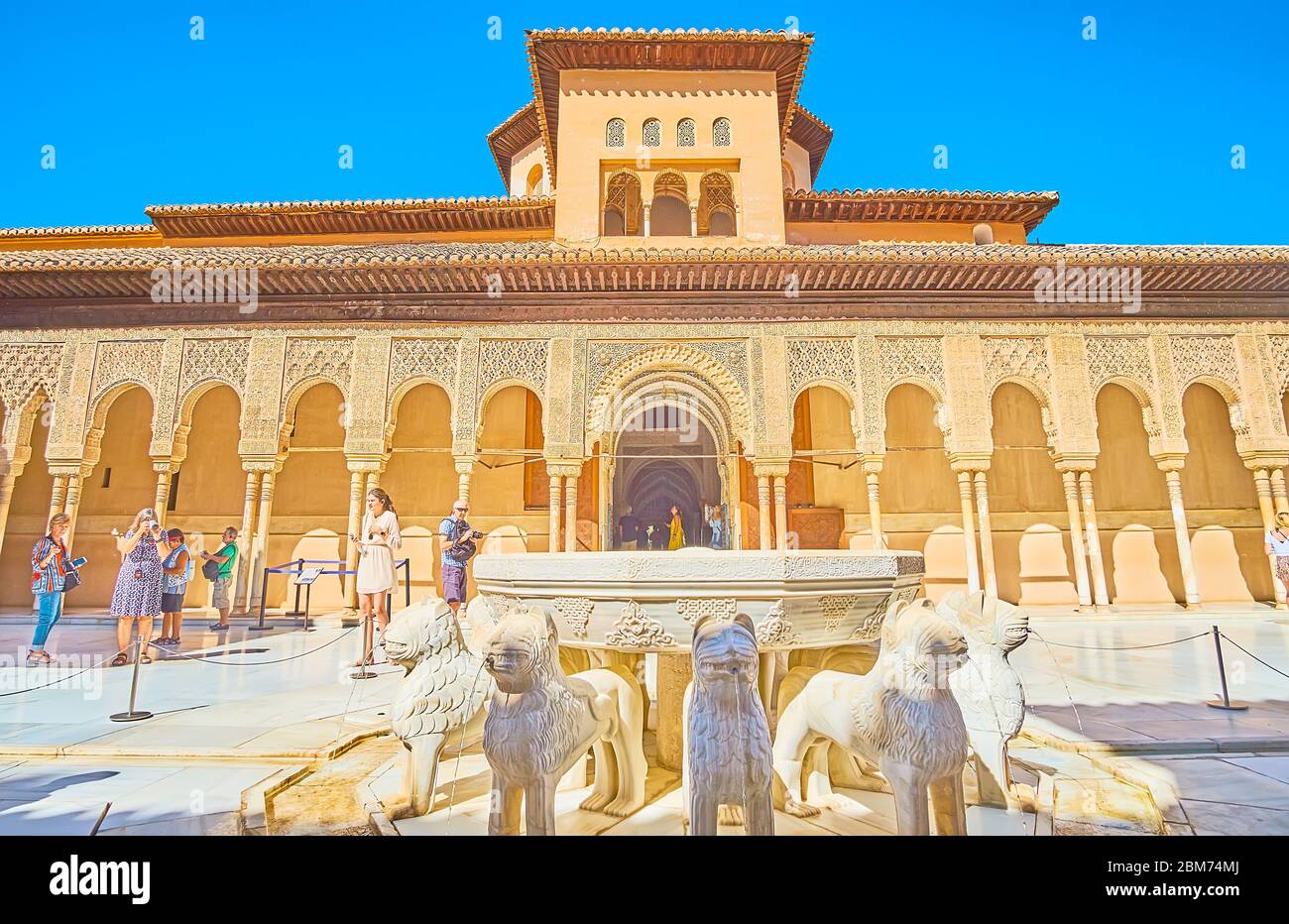 GRANADA, SPAIN - SEPTEMBER 25, 2019: The stunning stone Lion fountain ...