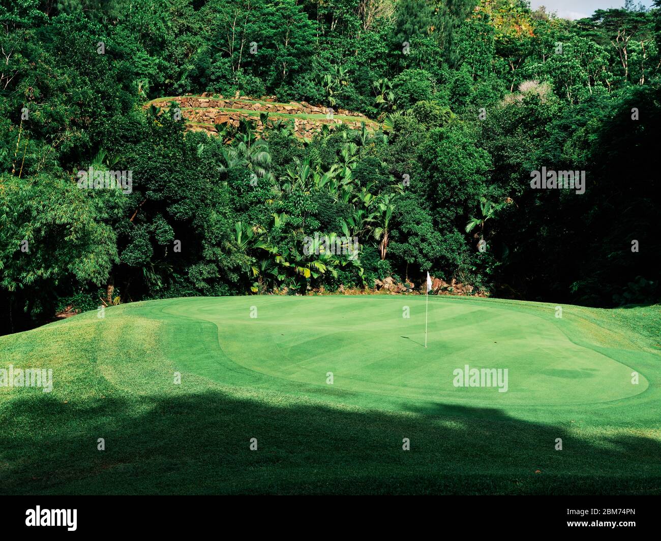 Lush green golf course in the Seychelles Stock Photo - Alamy