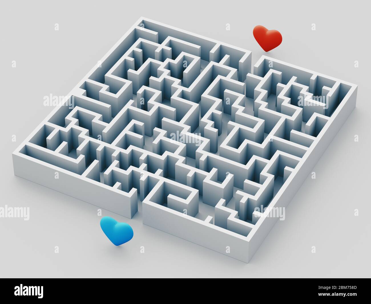 The complex world of emotions. Red heart hidden inside a maze. Love ...