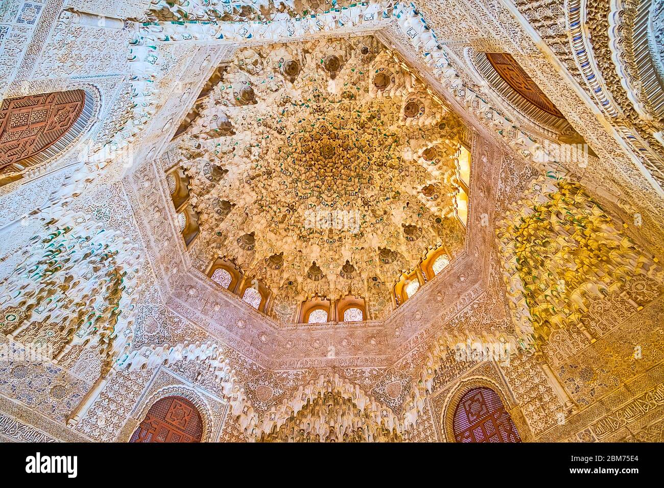 GRANADA, SPAIN - SEPTEMBER 25, 2019: The intricate mocarabe carving on ...
