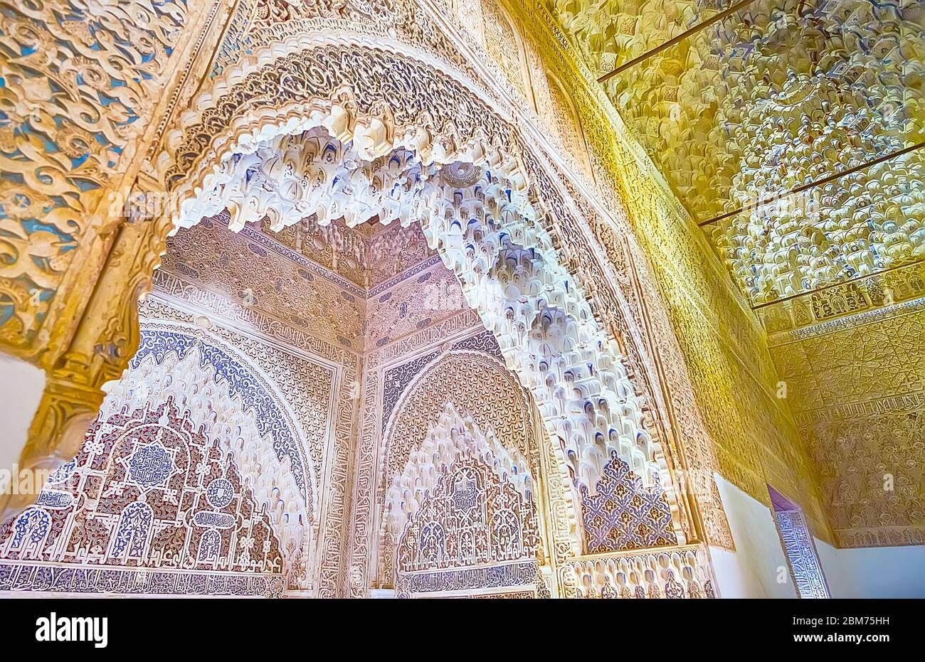 GRANADA, SPAIN - SEPTEMBER 25, 2019: The complex plaster arch with ...
