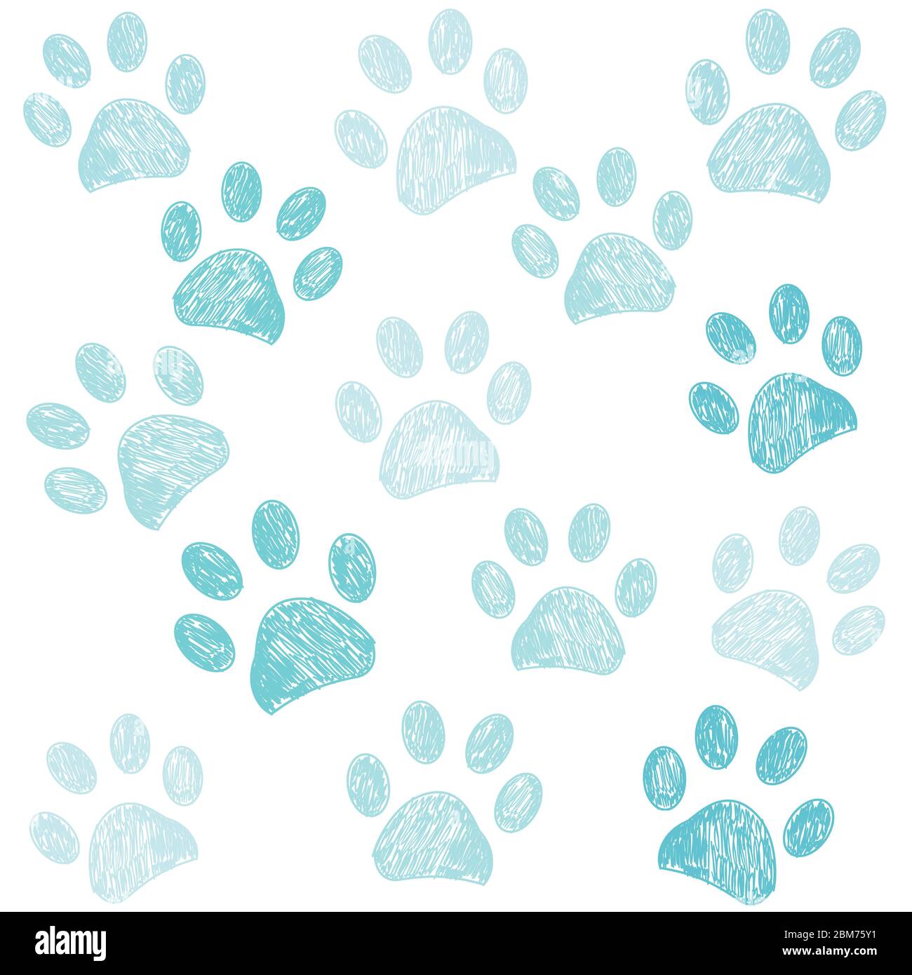 Blue colored hand drawn paw print background Stock Vector Image & Art ...