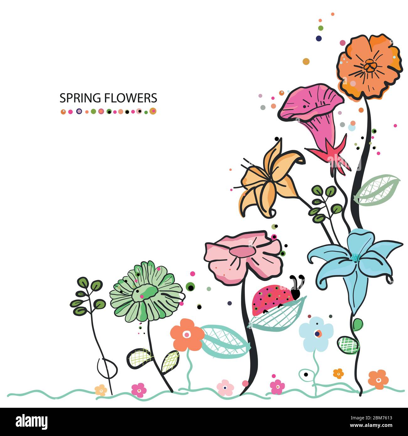 Abstract decorative vibrant color spring flowers greeting card Stock ...