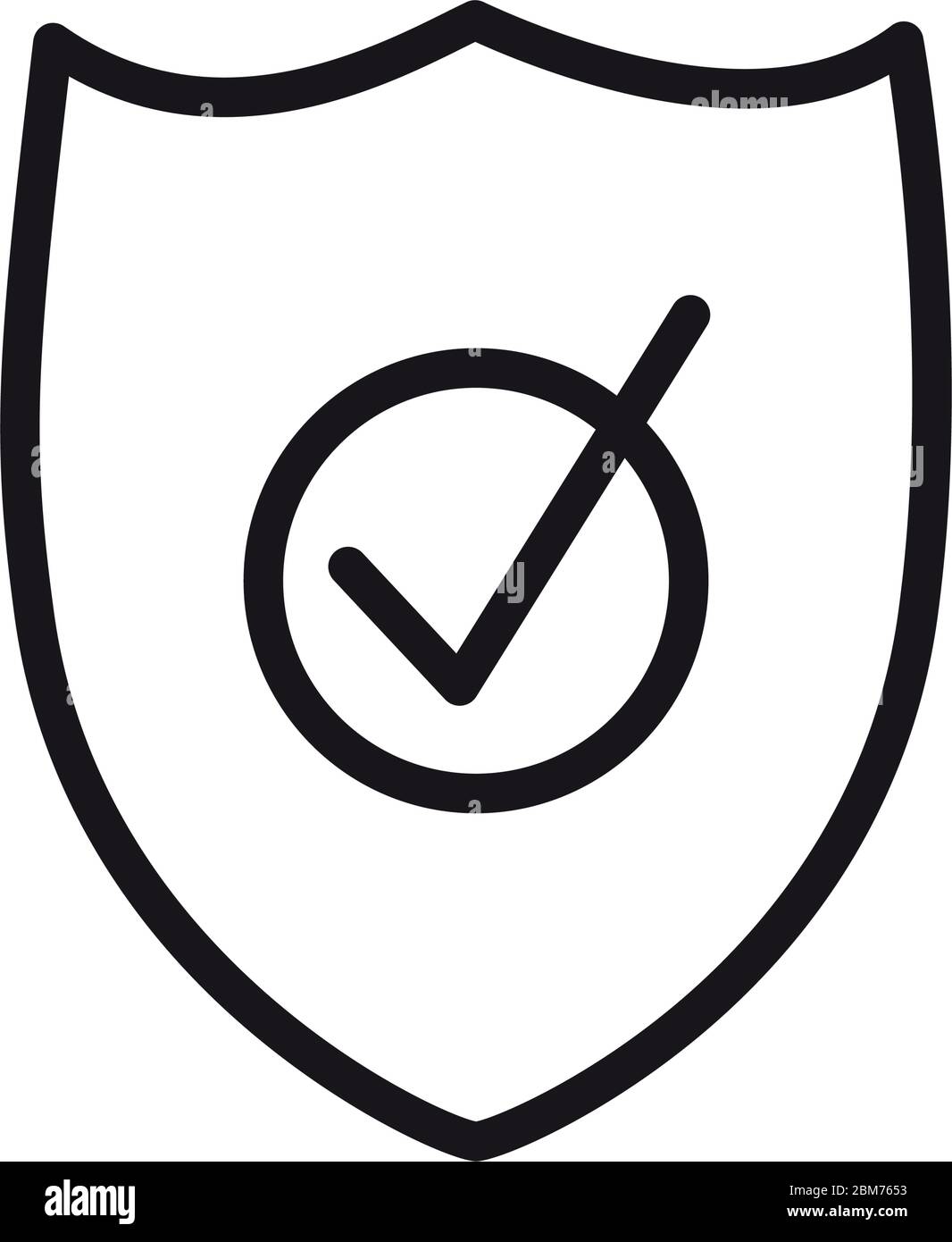 cyber security concept, shield with check mark icon over white ...