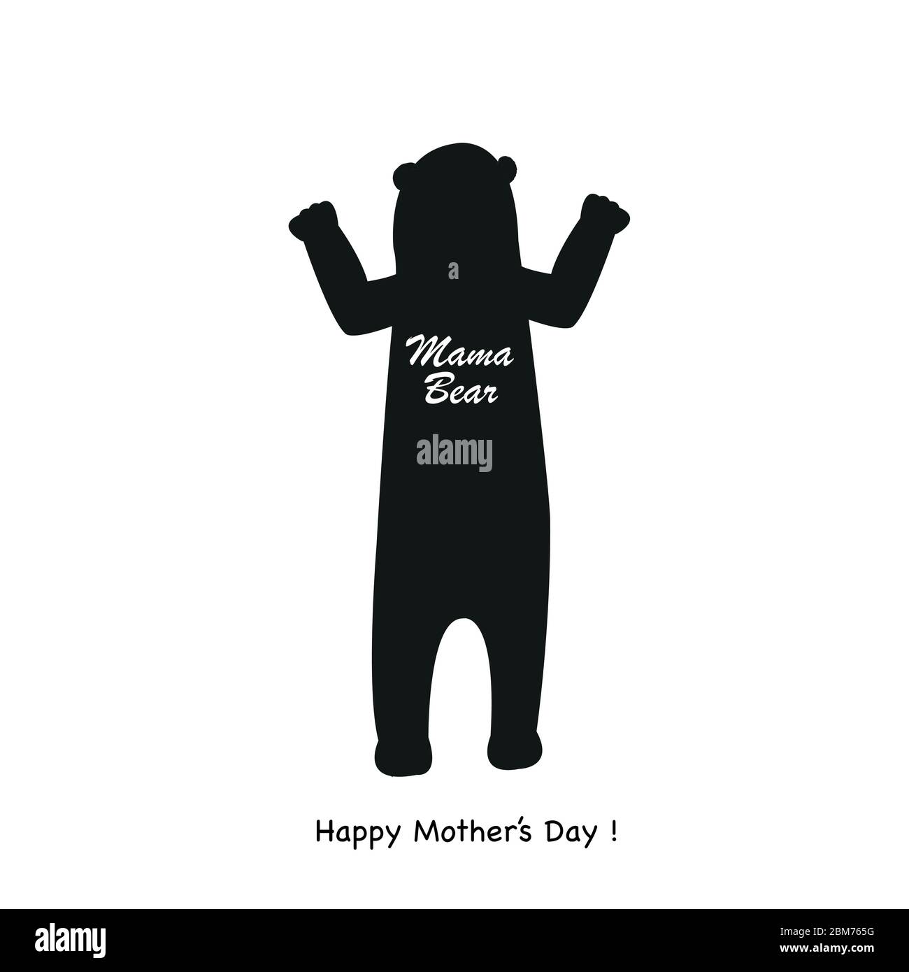Mama bear. Inspirational quote with bear silhouette. Scandinavian style ...