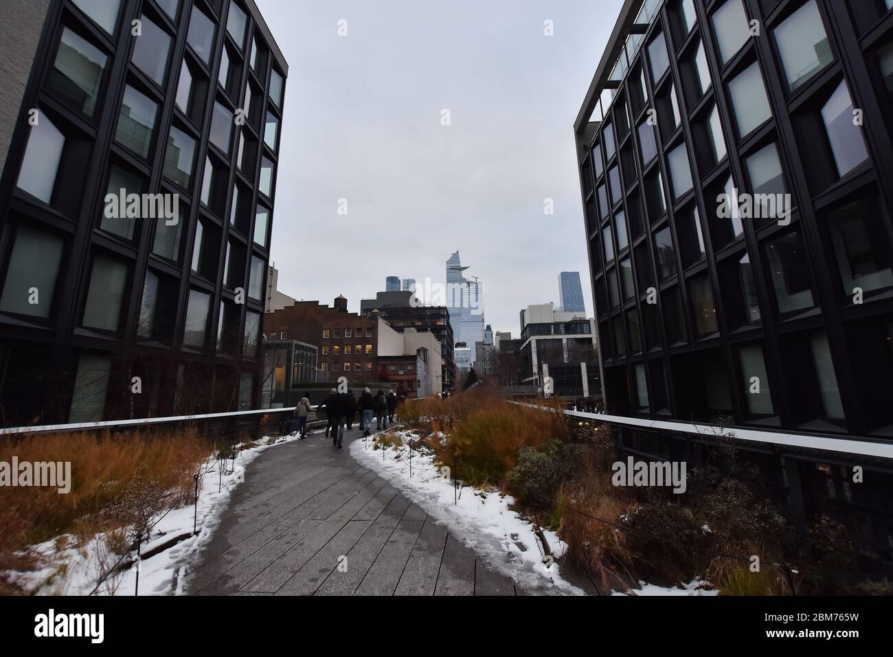 Manhattan, New York, USA - December 2019. The High Line , public park built on an historic ...