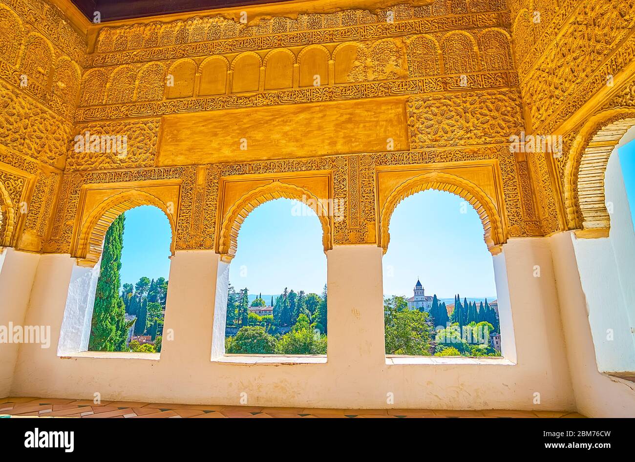 GRANADA, SPAIN - SEPTEMBER 25, 2019: The ornate pavilion of Generalife ...